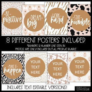 Boho Neutral Animal Print Classroom Posters, Easy and Modern Classroom ...