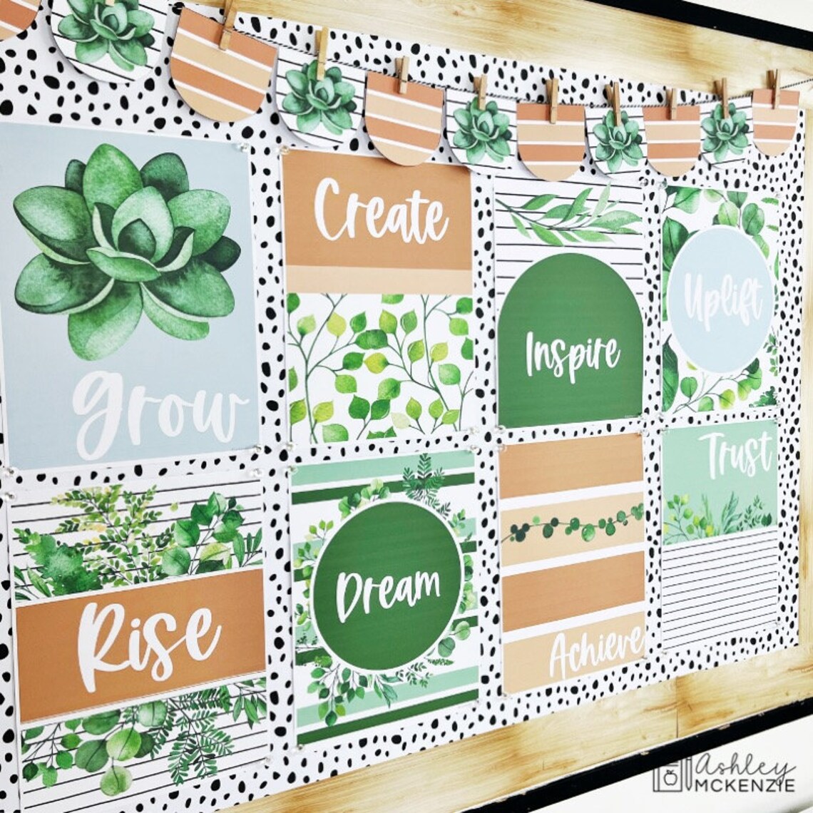Modern Greenery Themed Classroom Posters Easy and Modern | Etsy