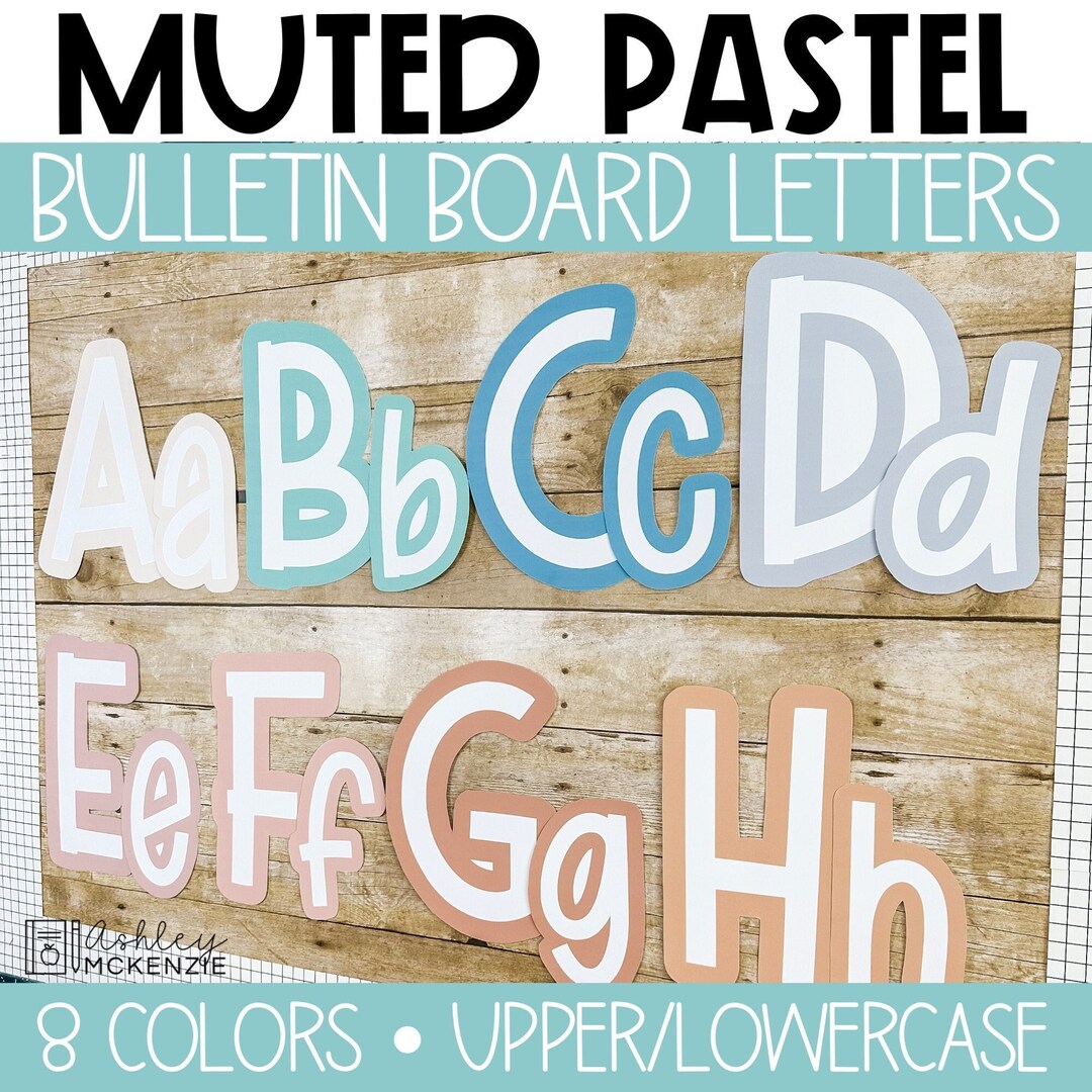 Muted Pastel A-Z Bulletin Board Letters, Punctuation, and Numbers, Easy ...