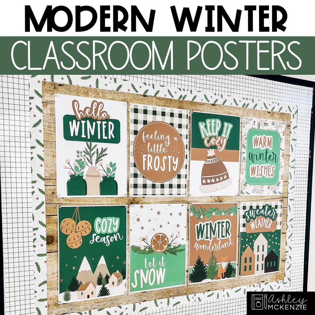 Modern Winter Classroom Posters, Holiday Season Theme, Easy Seasonal ...