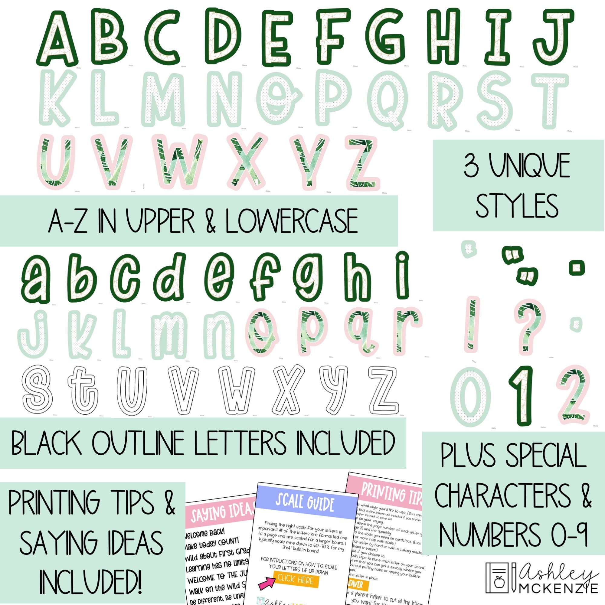 Modern Tropical Classroom Decor, A-Z Bulletin Board Letters ...