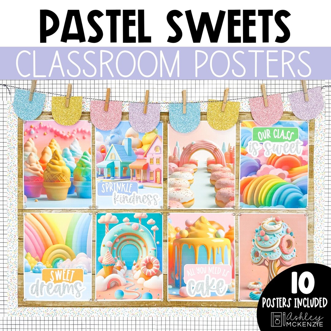 Pastel Sweets Classroom Posters, Easy and Modern Classroom Decorations ...
