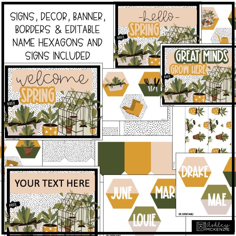 Spring Classroom Door Decor Kit Spring Garden Theme Easy and - Etsy