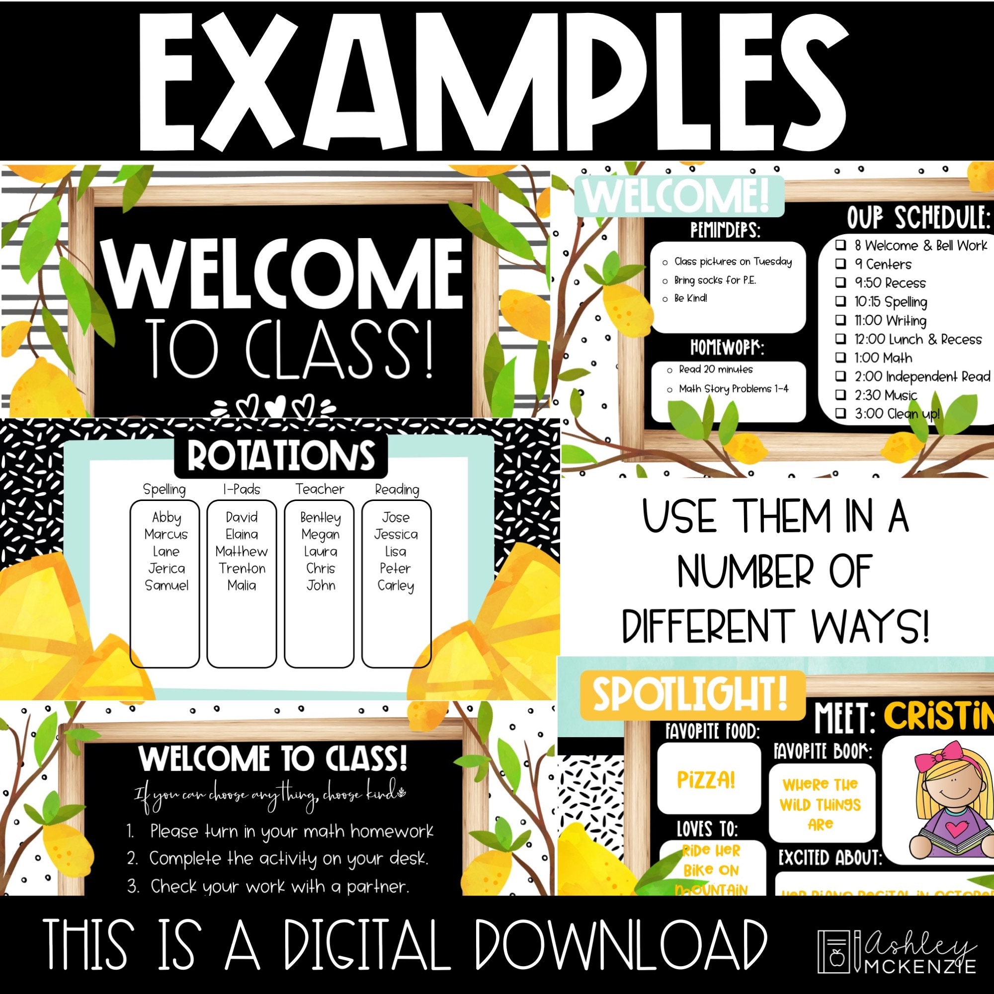 Lemon Themed Google Slides and Powerpoint Templates, Digital Classroom ...