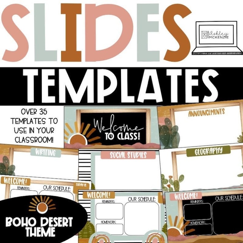 Boho Desert Slides and Powerpoint Templates, Calm Classroom Decor Theme ...