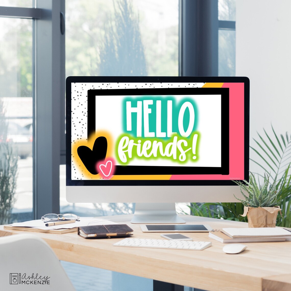 Neon Brights Google Slides and Powerpoint Templates, Modern Class Decor ...