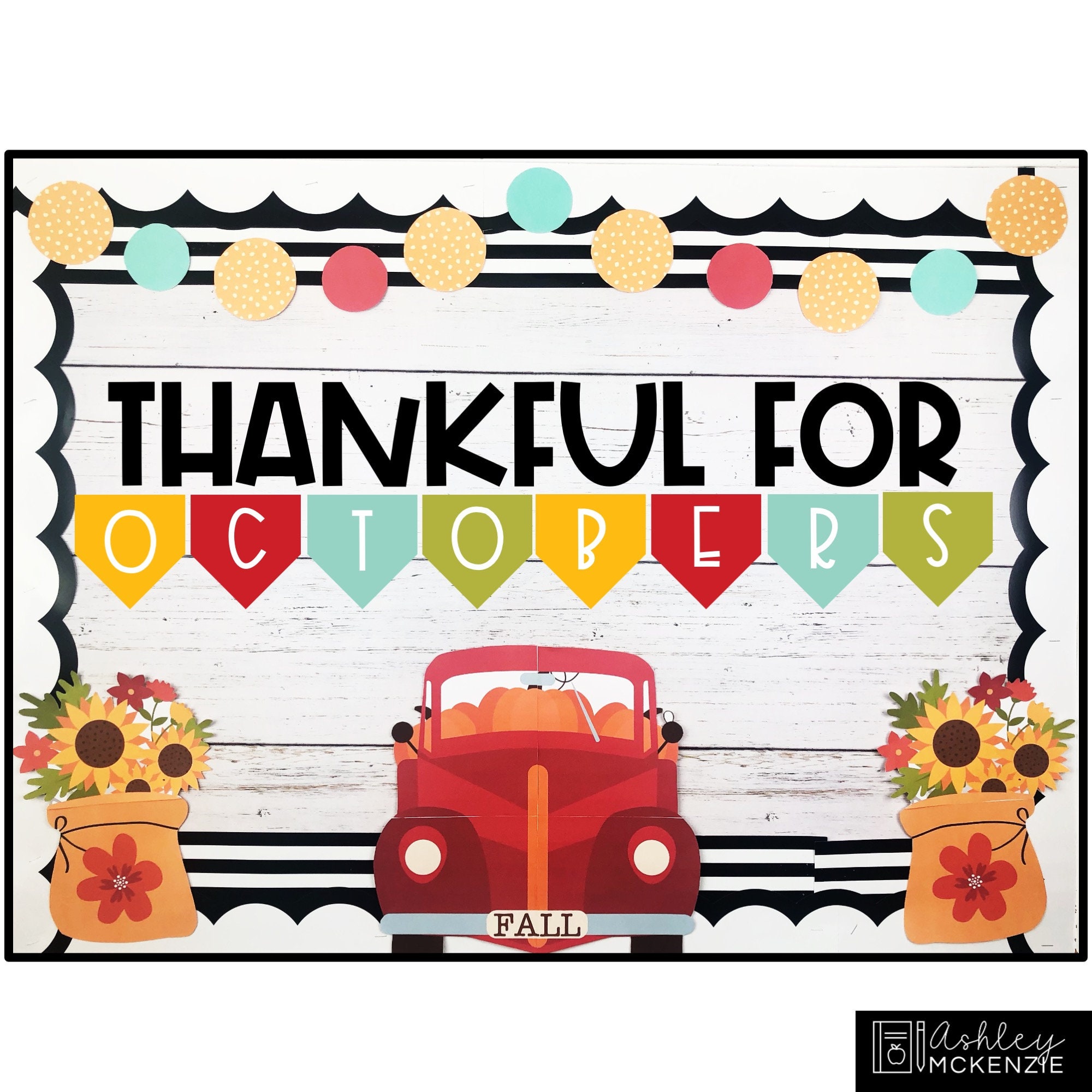 Fall Bulletin Board or Classroom Door Decor, Red Truck Theme, Easy ...