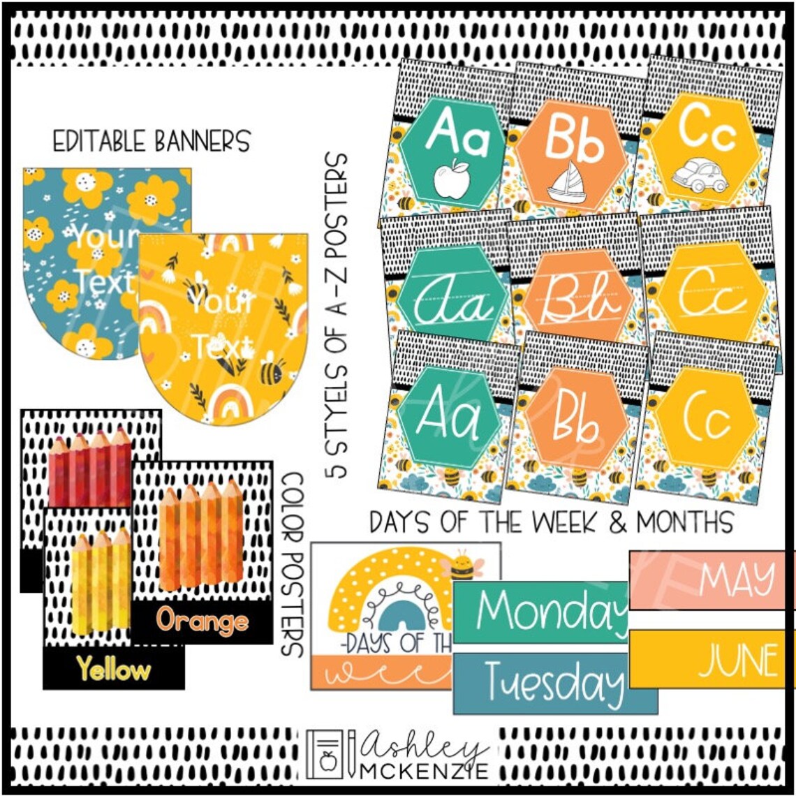 Honey Bee Classroom Decor Bundle Easy and Modern Classroom - Etsy España
