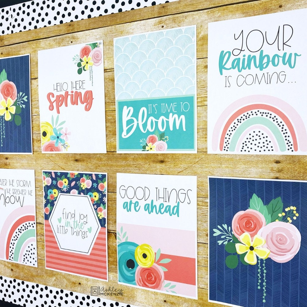 Boho Rainbow Spring Classroom Posters Easy and Modern - Etsy