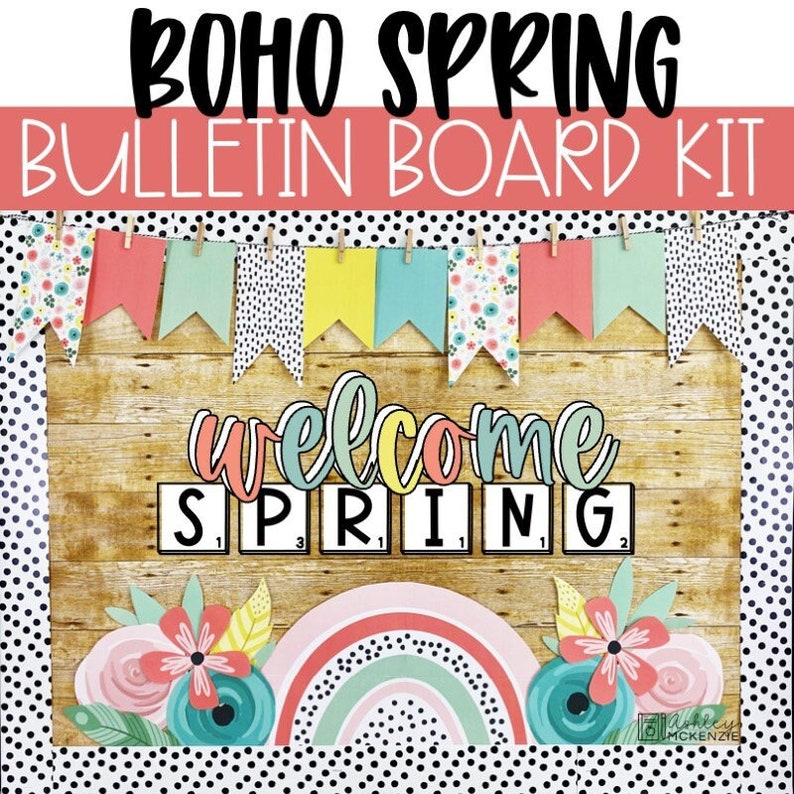 Boho Rainbow Spring Bulletin Board or Classroom Door Decor - Etsy