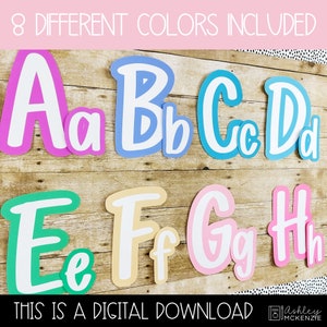 Pastel Colored Bulletin Board Letters With Punctuation and Numbers ...