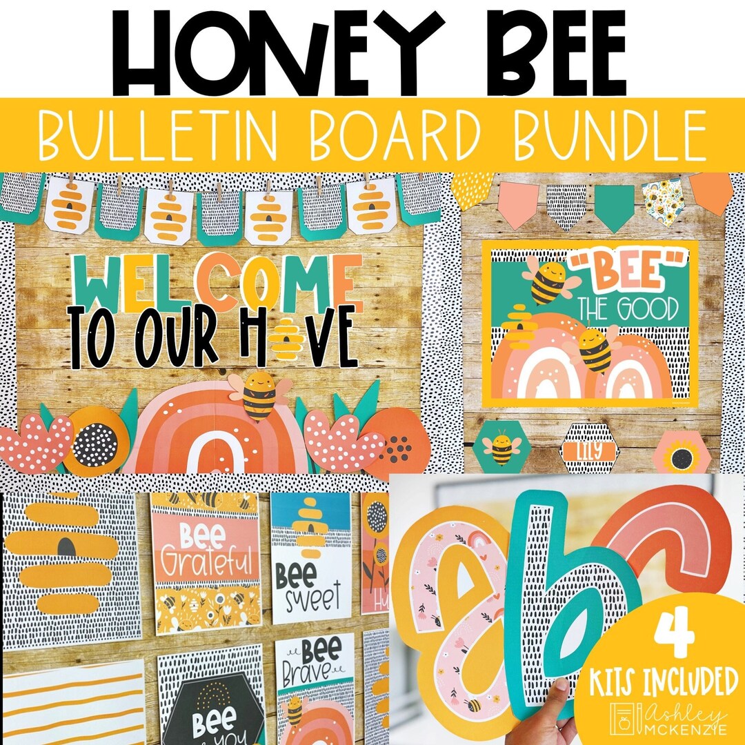 Honey Bee Classroom Decor Bright Classroom Bulletin Board Kit Editable ...