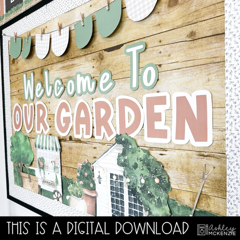 Modern Garden Bulletin Board, Nature Classroom Decor, Easy Door ...