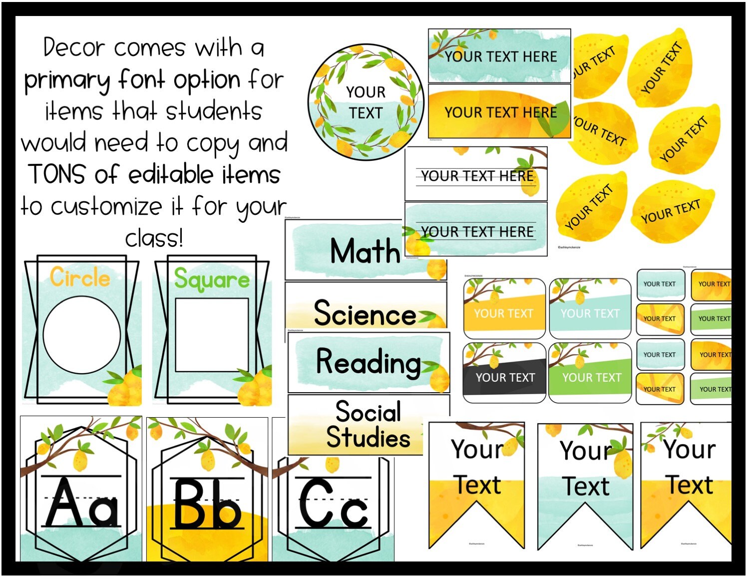 Lemon Classroom Decor Bundle Easy and Modern Classroom | Etsy