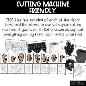 Floral Black and White Bulletin Board Kit Neutral Wildflowers Theme ...