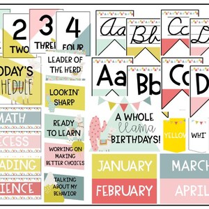 Llama and Cactus Classroom Decor Bundle Boho Elementary Classroom ...