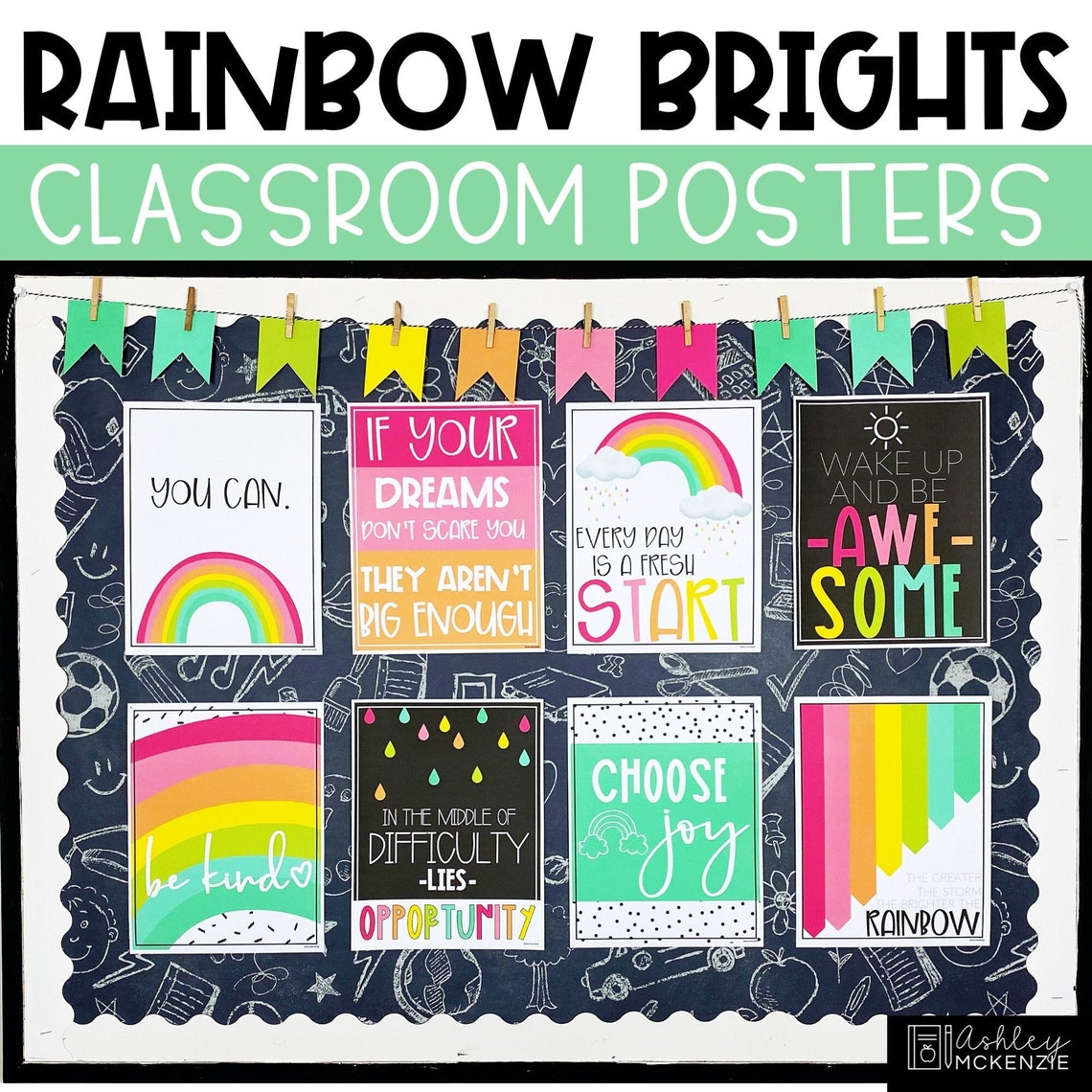 Rainbow Growth Mindset Classroom Posters, Easy and Modern Classroom ...