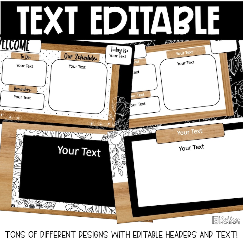 Black and White Floral Teacher Slides Morning Meeting Daily Slides ...