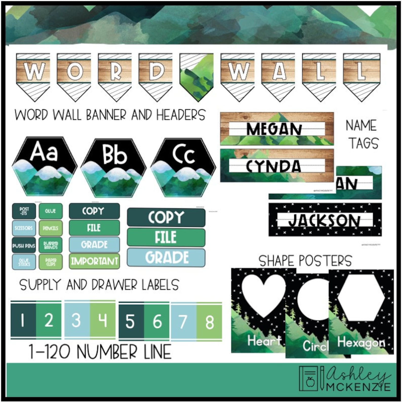 Scandi Mountains Classroom Decor Bundle Easy and Modern - Etsy