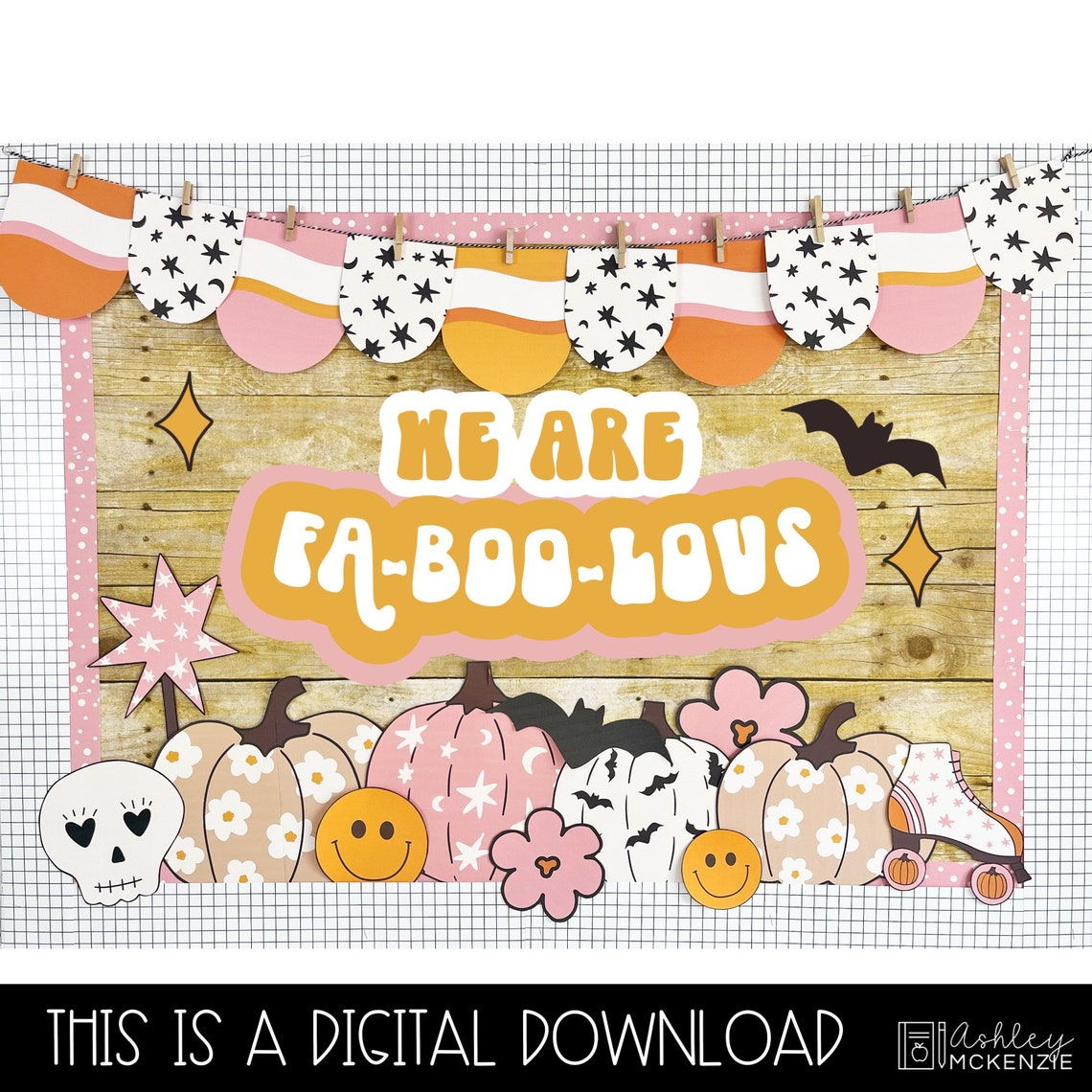 Retro Halloween Classroom Decor Seasonal Bulletin Board Kit - Etsy