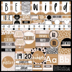 Boho Neutral Animal Print Classroom Decor Bundle Easy and - Etsy