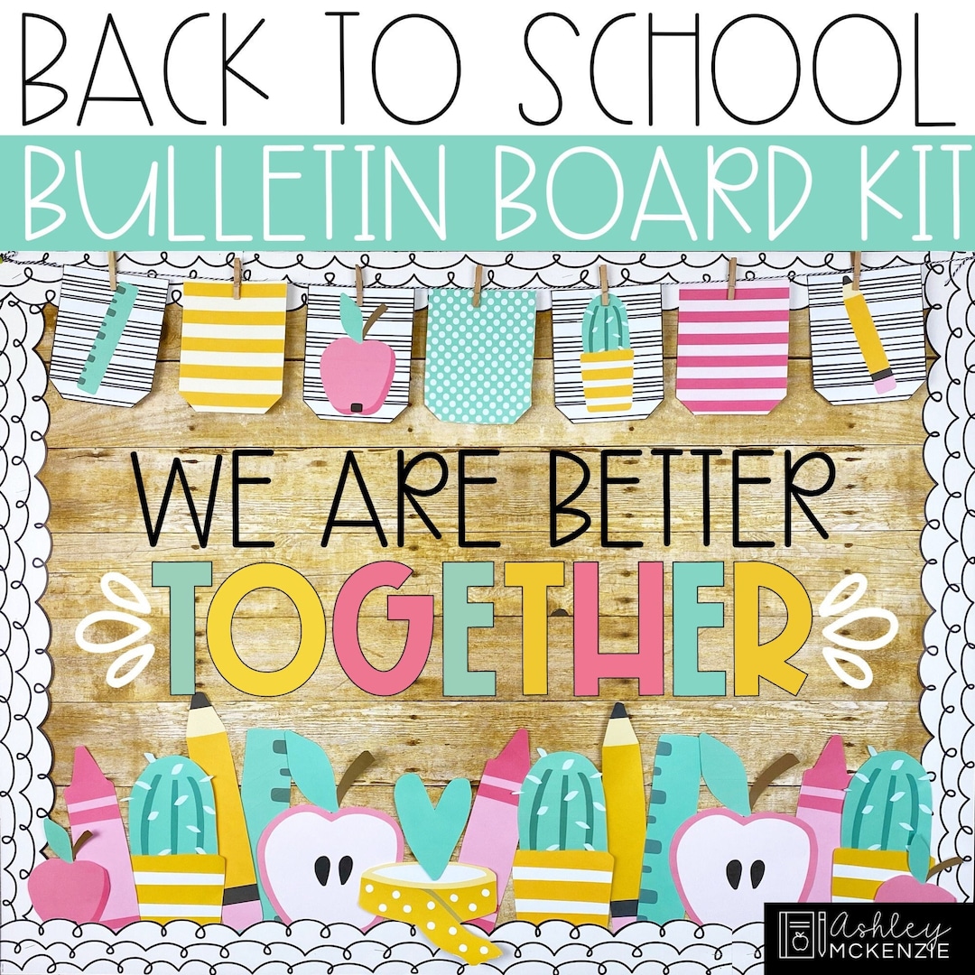 School Supplies Back to School Bulletin Board Bright Classroom Door ...