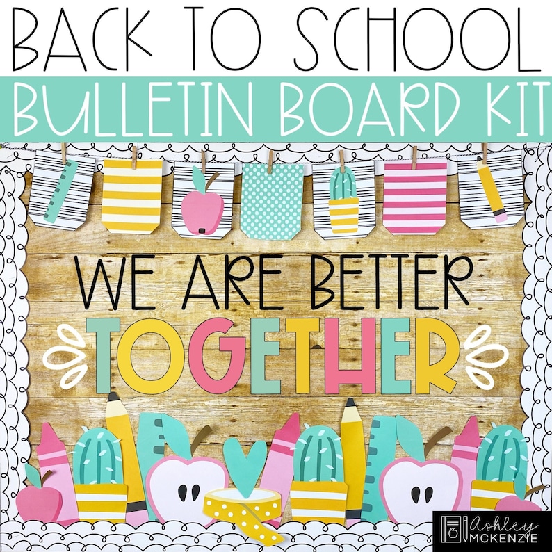 School Supplies Back to School Bulletin Board Bright Classroom Door ...