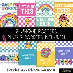 Back to School Classroom Posters BTS Smiles Theme Text Editable Posters ...