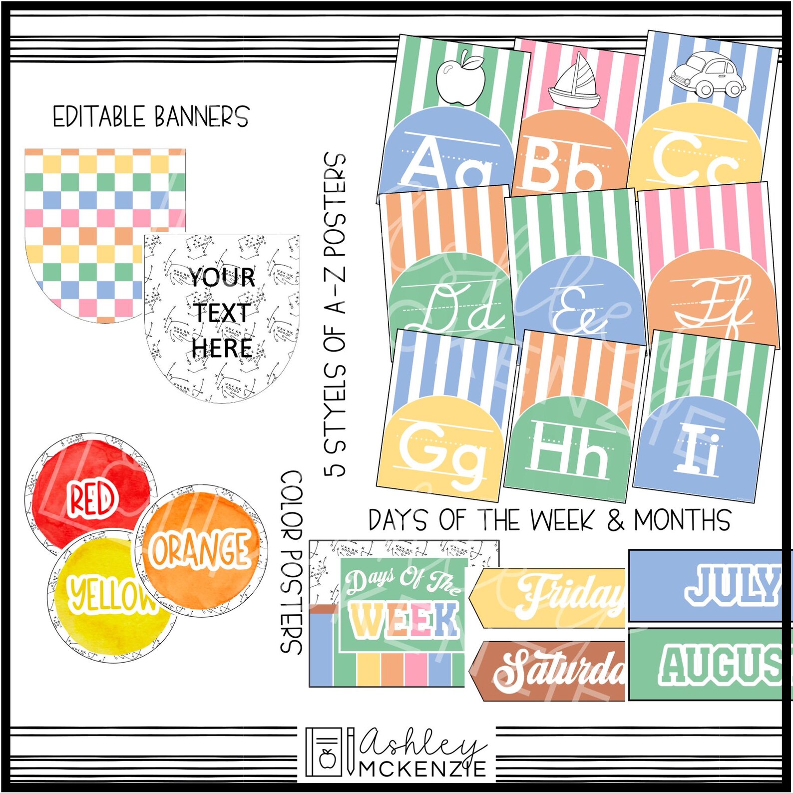 Sports Theme Classroom Decor Bundle Editable Bright Colors Classroom ...