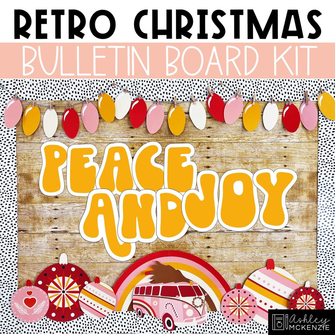 Retro Christmas Bulletin Board Kit December Door Decor Elementary ...