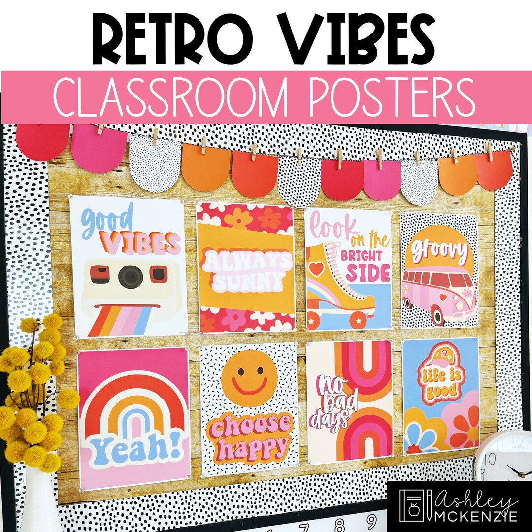 Retro Classroom Posters, Retro Vibes Theme, Easy and Modern Classroom ...