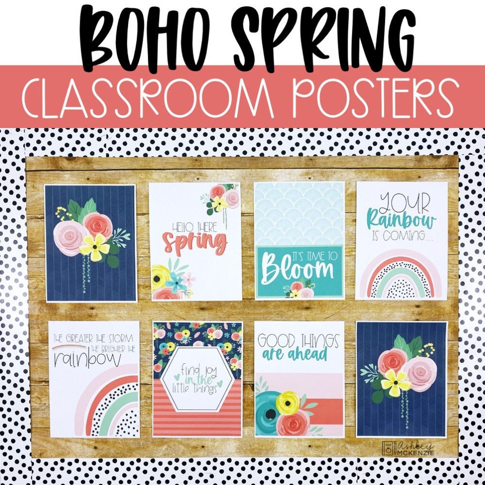 Boho Rainbow Spring Classroom Posters Easy and Modern - Etsy