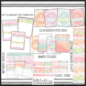 Marbled Pastel Themed Classroom Decor Bundle Editable Classroom Decor ...