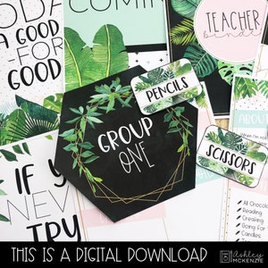 Modern Tropical Classroom Decor Bundle Calm Classroom Colors Back to ...