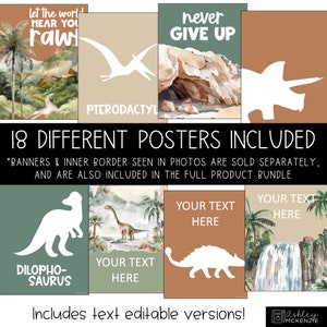 Modern Dinosaur Classroom Theme, Decorative Classroom Posters, Easy and ...