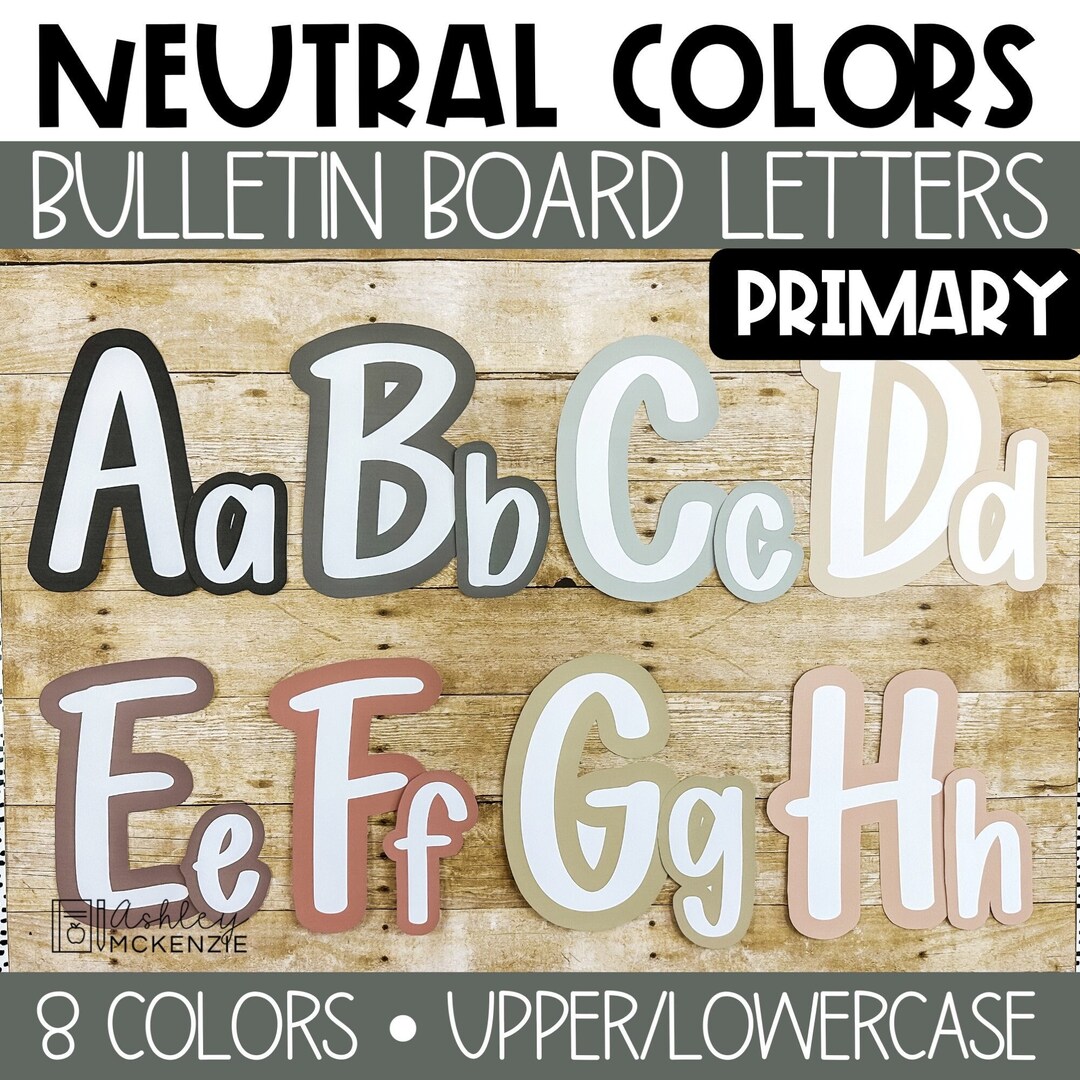 Neutral Color Bulletin Board Letters A-Z Primary Font Printable ...