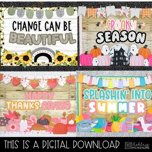 Bulletin Board Kits Bundle #6 Seasonal Classroom Decor for All Year ...