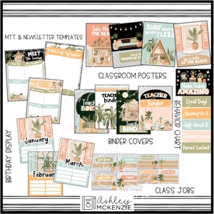 Beach Classroom Bundle Calm Colors Classroom Decor Beach Themed ...