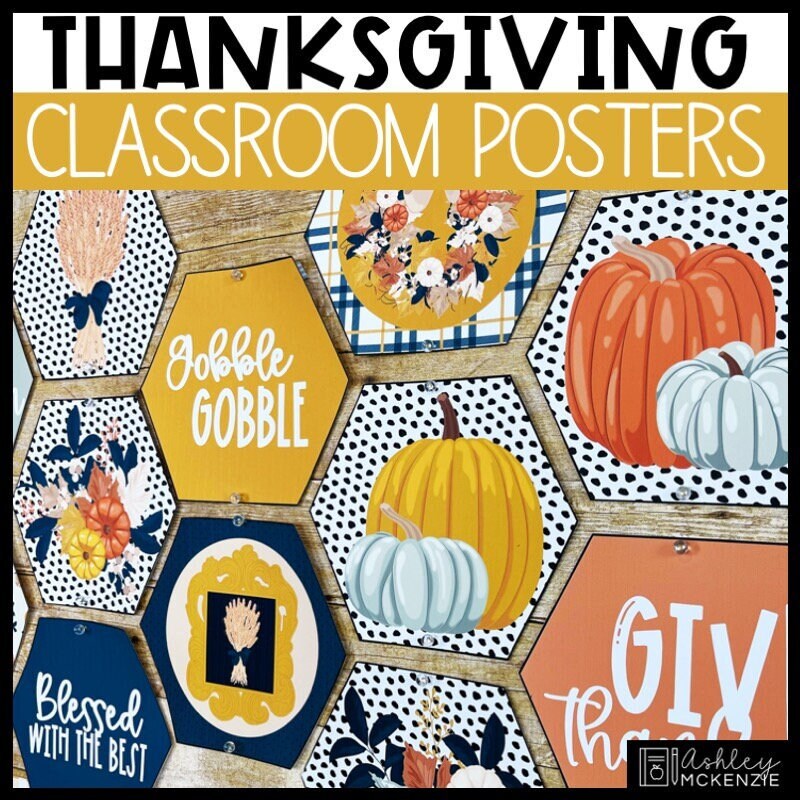 Thanksgiving Plaid Classroom Posters Easy Holiday Classroom - Etsy