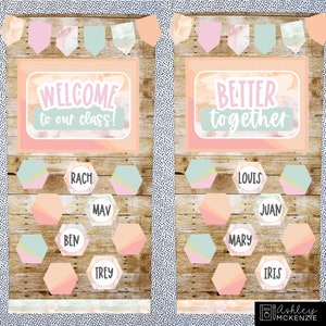 Marbled Pastel Back to School Classroom Decor, Bulletin Board Kit ...