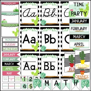 Watercolor Succulent and Cactus Classroom Decor Bundle, Easy and Modern ...