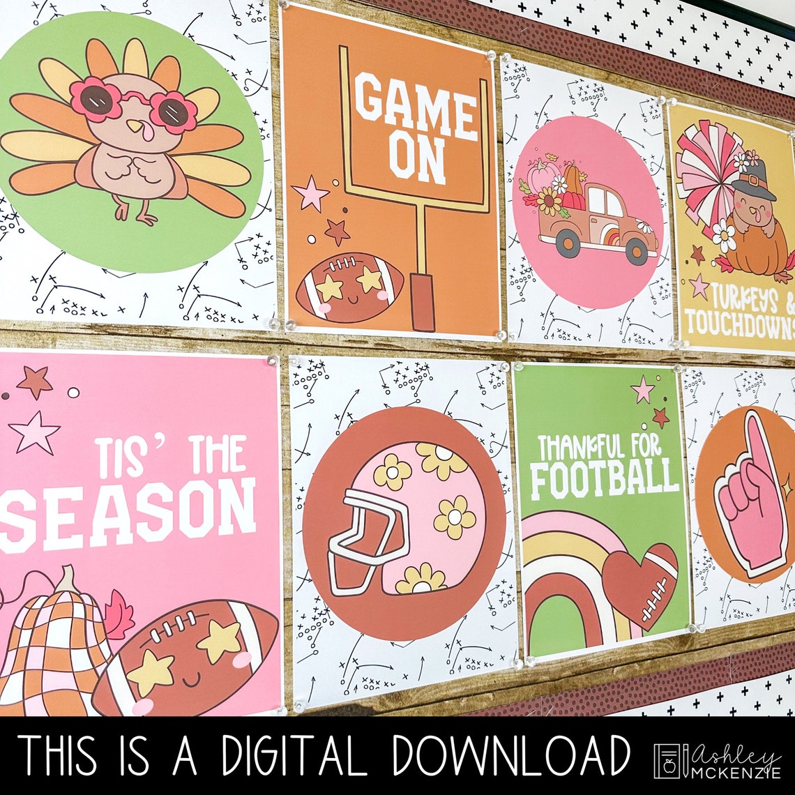 Thanksgiving Classroom Posters, Football Decor, Easy Seasonal Classroom ...