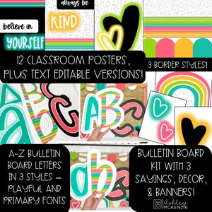 Neon Bright Classroom Decor Back to School Bulletin Board Ideas ...