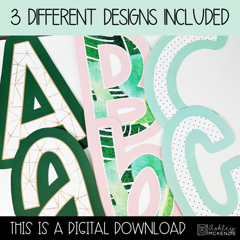 Modern Tropical Classroom Decor, A-Z Bulletin Board Letters ...