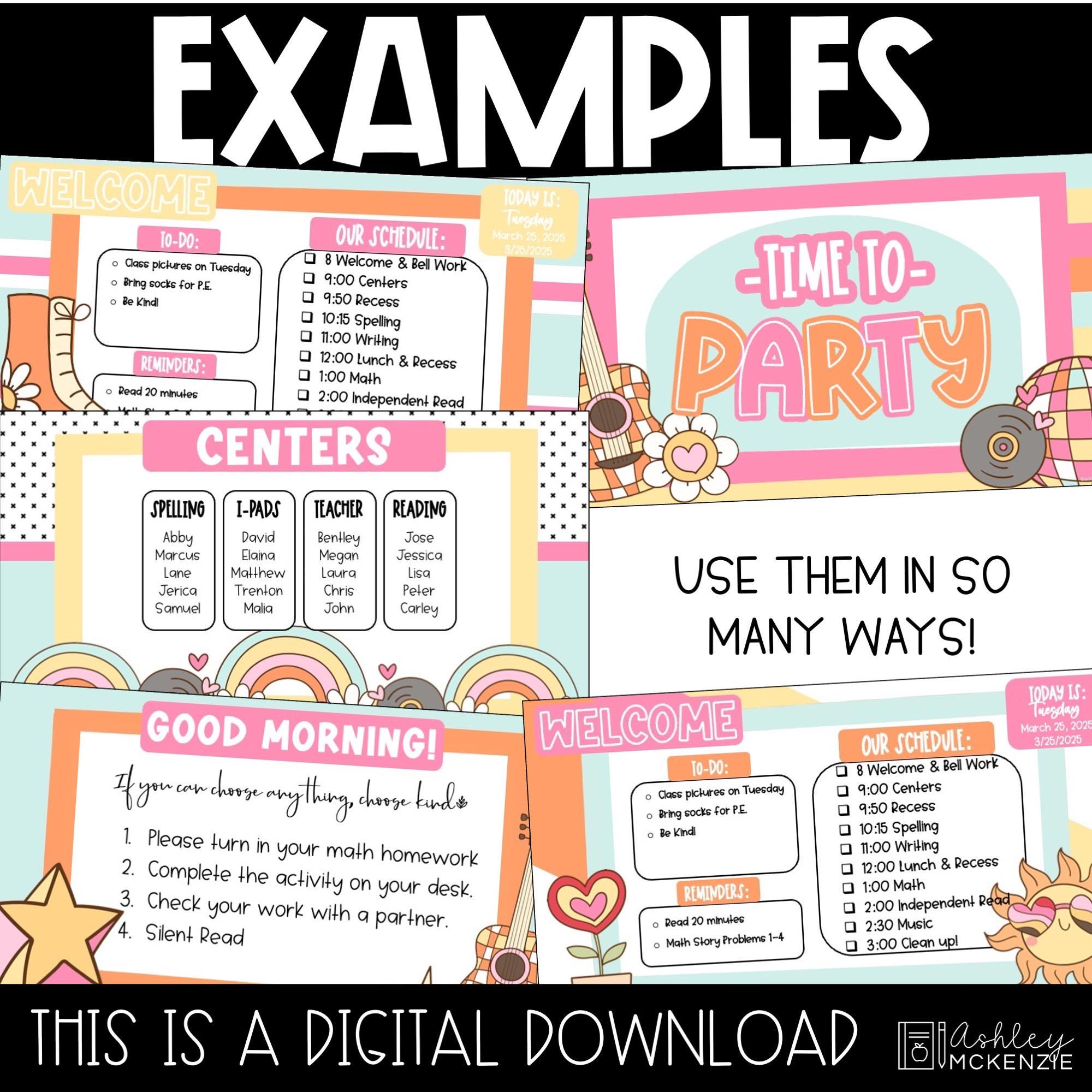 Class Slides, March Morning Slides, Spring Slide Templates, April Daily ...