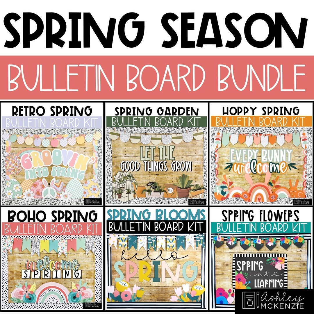 Spring Bulletin Board Kits Bundle, Seasonal Classroom Decor, Easy and ...