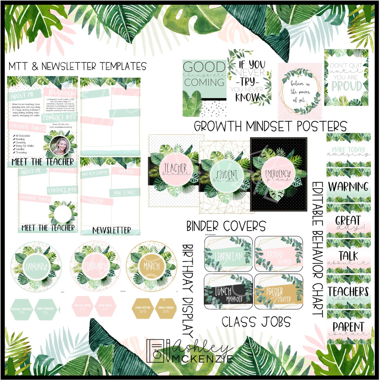 Modern Tropical Classroom Decor Bundle Easy Classroom - Etsy