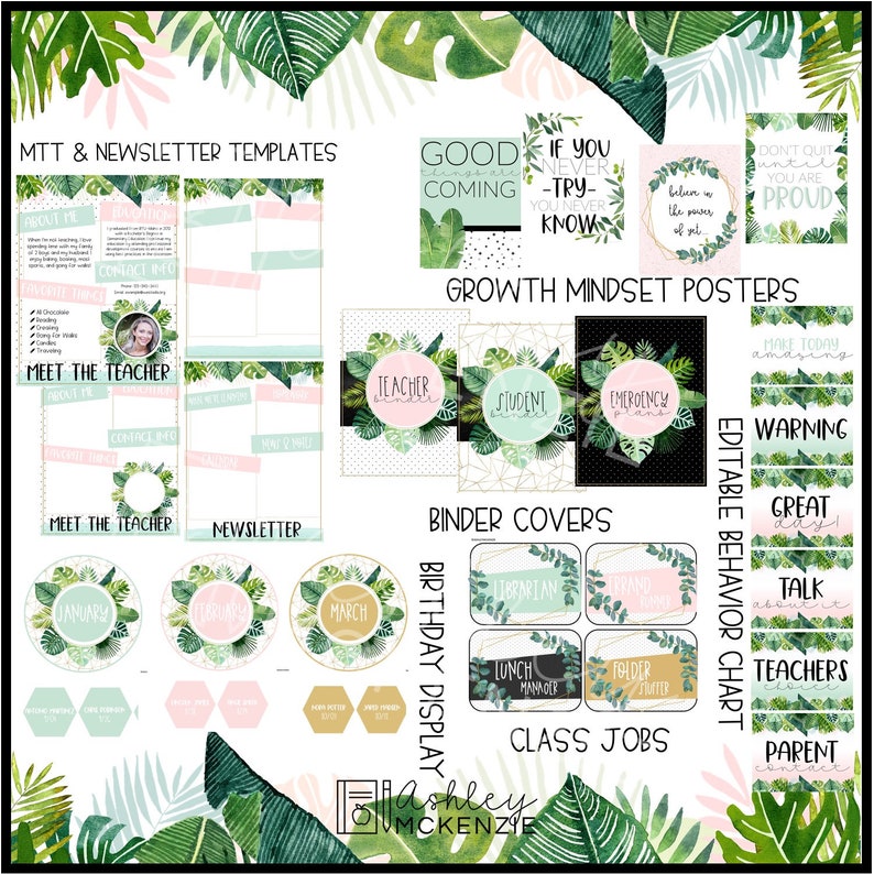 Modern Tropical Classroom Decor Bundle Easy Classroom - Etsy