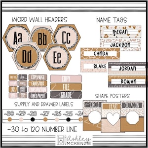 Boho Neutral Animal Print Classroom Decor Bundle, Easy and Modern ...