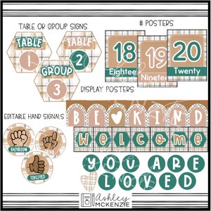 Modern Plaid Themed Classroom Decor Bundle, Editable Classroom Decor ...